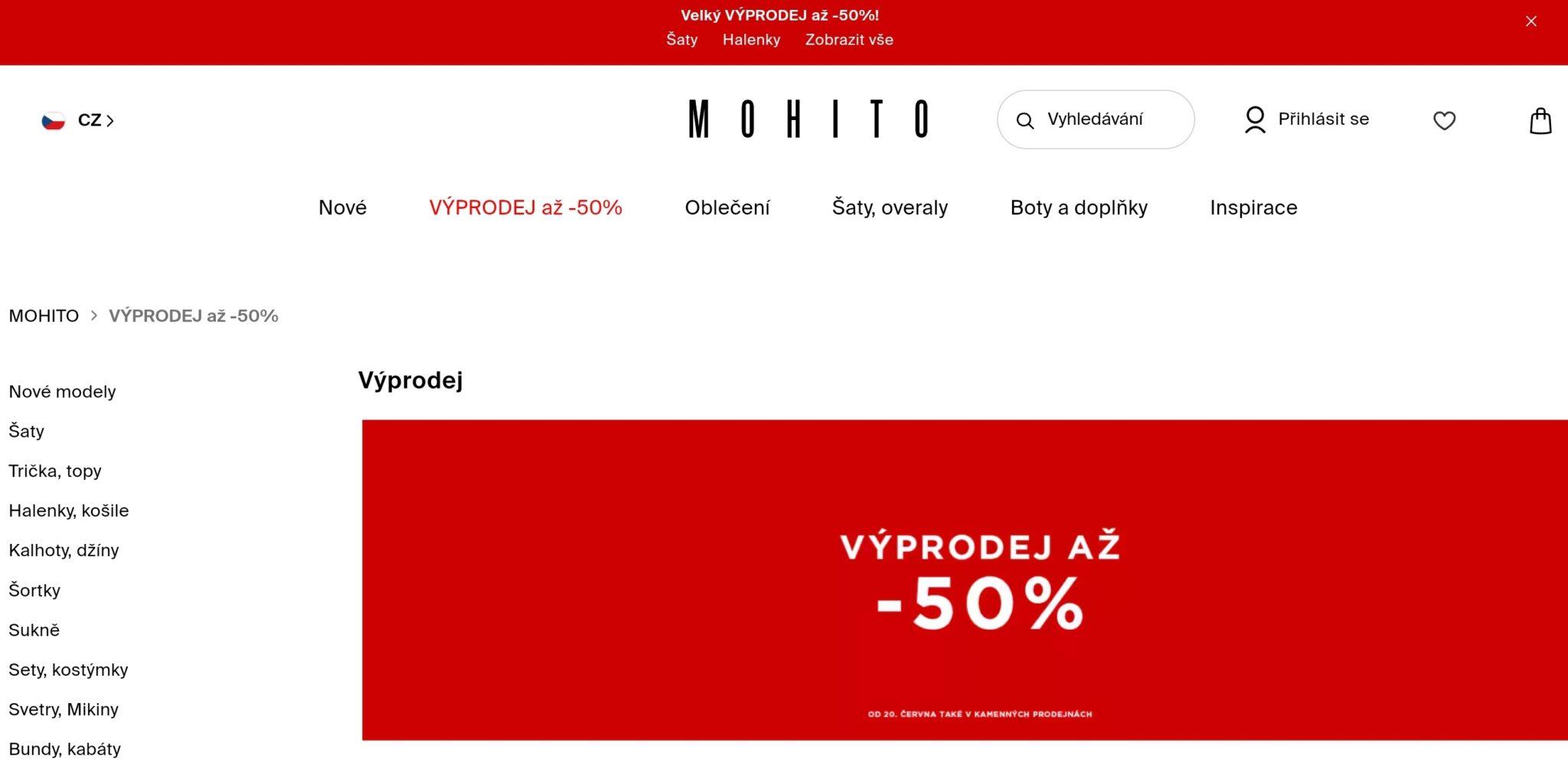 Mohito - sortiment, eshop, vrácení zboží a recenze - Puntanela.cz